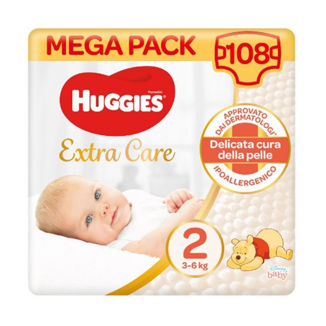 Paniate - Pannolini Extra Care 2 Mega Pack - 108 pezzi Huggies