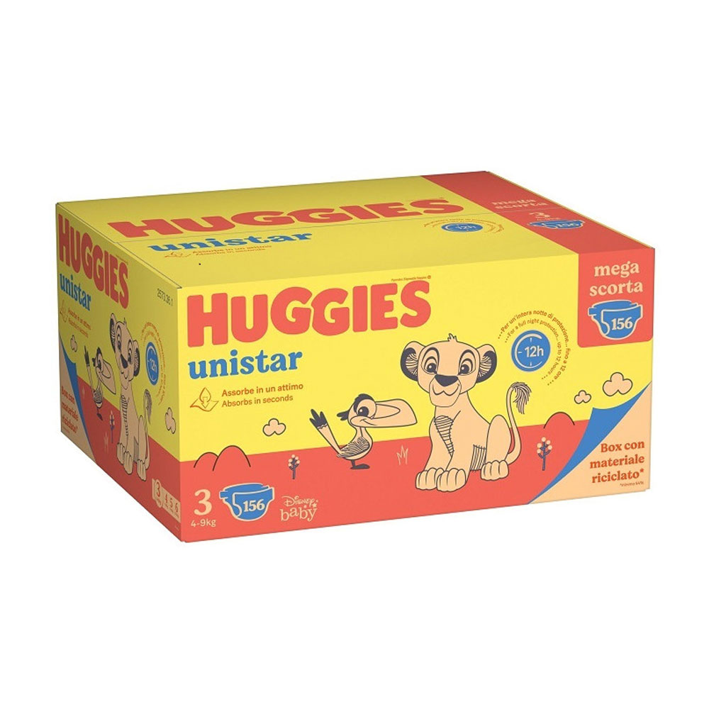 Paniate - Huggies Pannolini Unistar 3 Mega Pack 4-9 kg - 156 pz