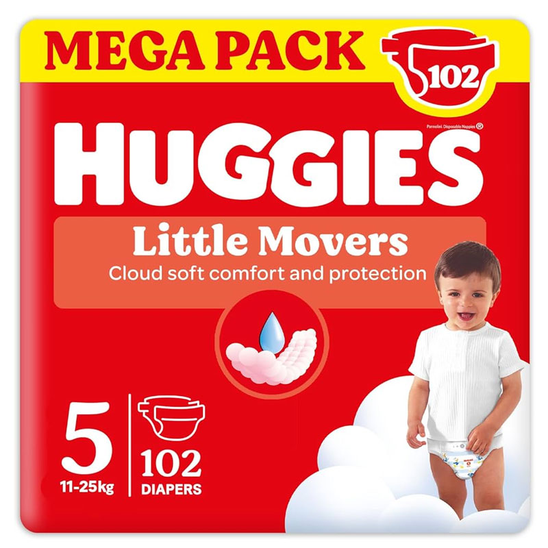 Paniate - Huggies Pannolini Little Movers 5 Mega Pack 11-25kg - 102 pz