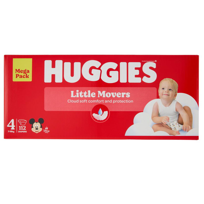 Paniate - Huggies Pannolini Little Movers 4 Mega Pack 7-18kg - 112 pz
