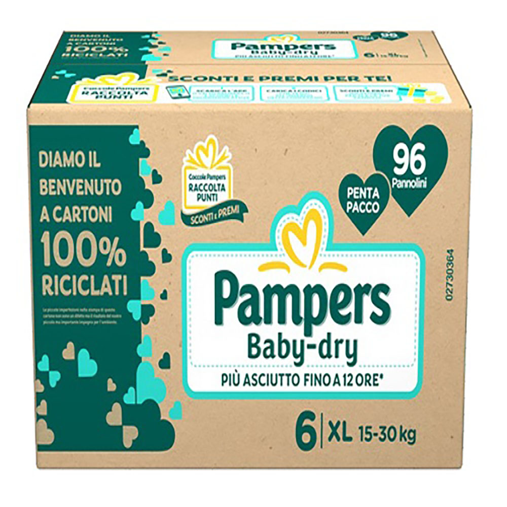 Paniate - Pannolini Baby Dry Extralarge 6 Pentapack 96 pezzi di Pampers