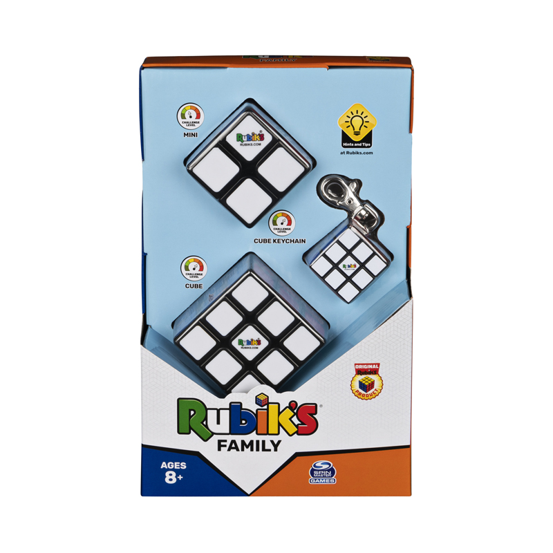 Paniate - Cubo di Rubik, Family Pack 3x3 + 2x2 + 3x3 Portachiavi Spin Master