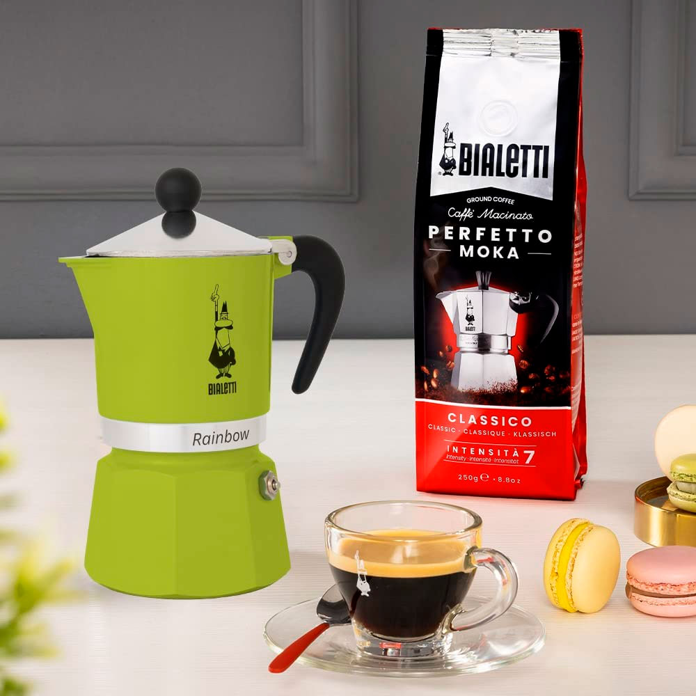 Paniate - Bialetti Caffettiera Moka Rainbow 3 Tazze Verde