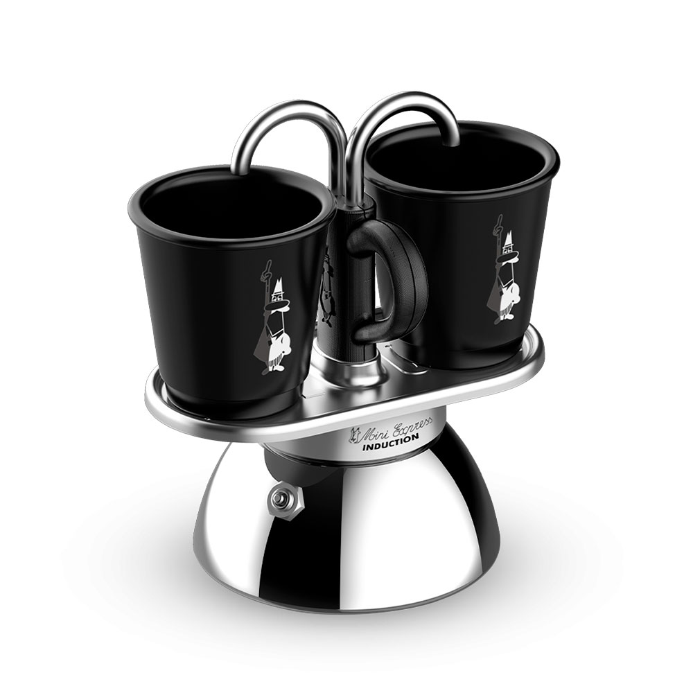 Paniate - Bialetti Caffettiera Set Mini Express Induction con 2 Tazzine