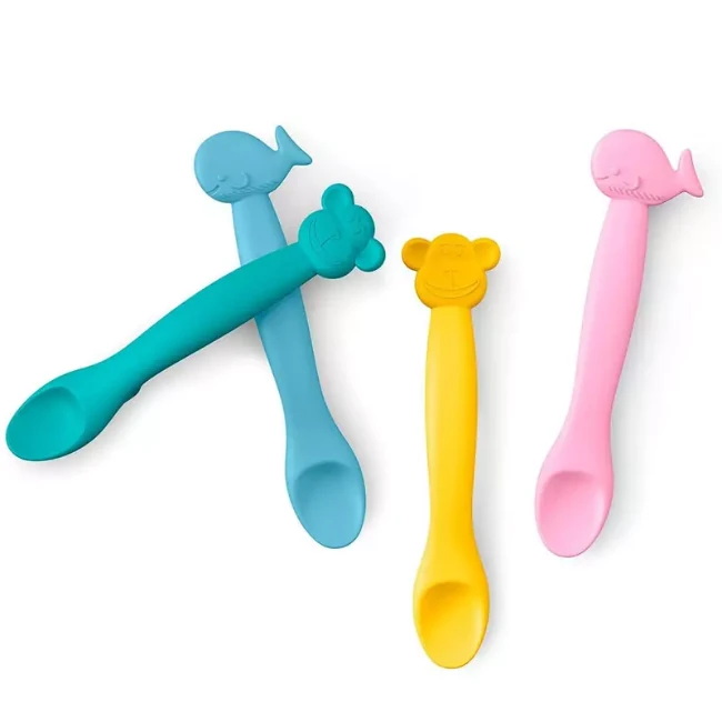 Paniate - Suavinex Cucchiaio in Silicone Colorato - Balena o Scimmia