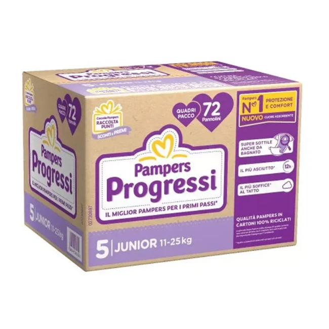 Paniate - Pampers Progressi Pannolini 5 Junior 11-25kg - 72 pz
