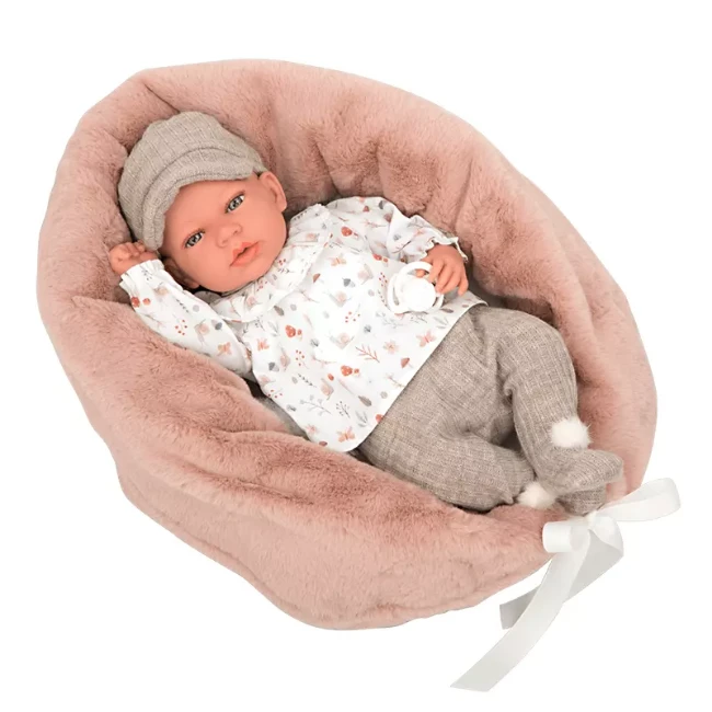 Paniate - Arias Bambola Reborn Elegance Andie Grigia con Cuscino per Allattamento 40 cm 60763